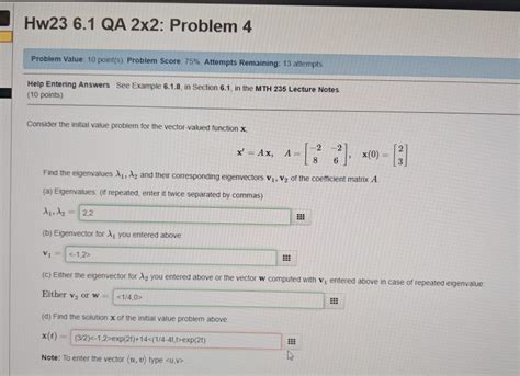 Solved Hw23 61 Qa 2x2 Problem 4 Problem Value 10 Points