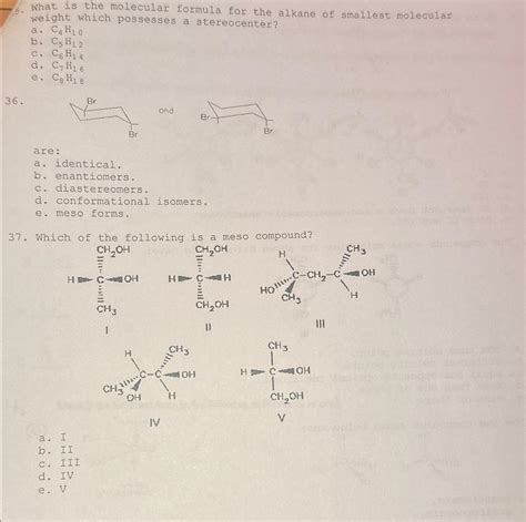 Solved What Is The Molecular Formula For The Alkane Of