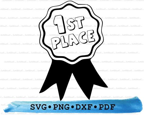 First Place Ribbon Silhouette Svg Png Dxf Pdf 1st Prize Icon Cricut