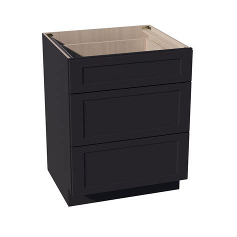 He Db27 Ebony Black Shaker 27 3 Drawers Base Cabinet Venus Cabinetry
