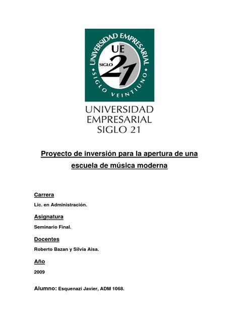 Tesis Proyecto De Inversión Javier Esquenazi Entrtega Final Pdf