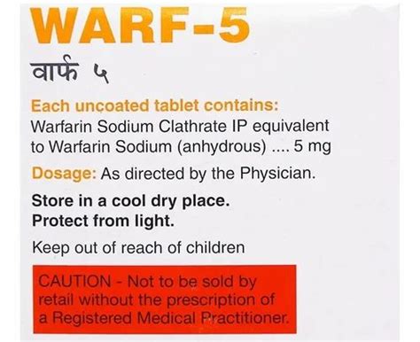 Warf 5mg Tablet At ₹ 250strip Coumadin In Nagpur Id 2854389111997