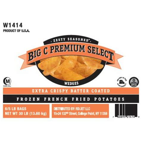 Big C Premium Select Zesty Seasoned Wedge Cut French Fries 5 Lb