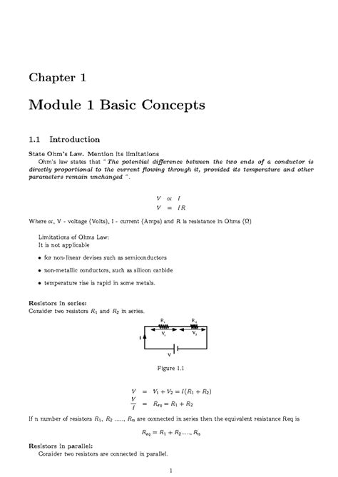 Bee Module 1 Lecture Notes 1 Basic Electrical Engineering Module
