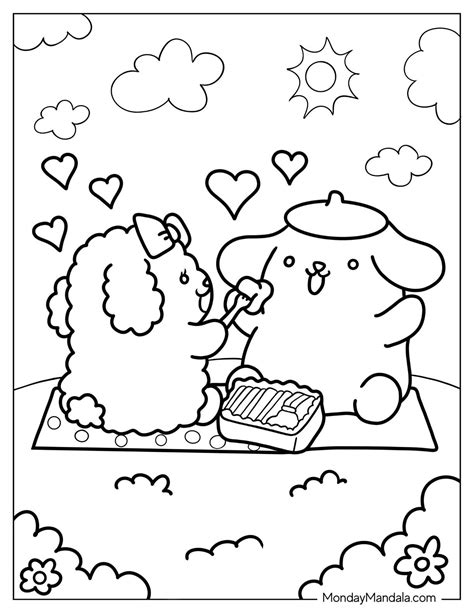 Pages Coloring Purin Kitty Hello Sheets Color Printable Print Colouring
