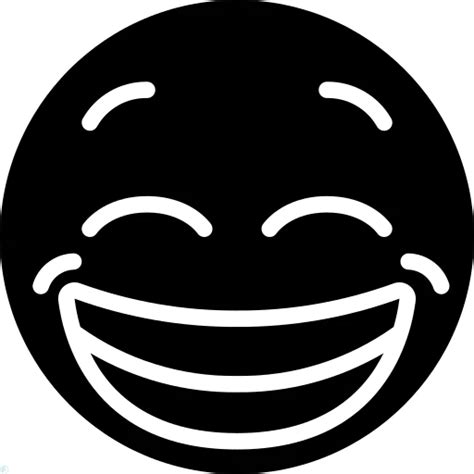 دانلود آیکون ایموجی پوزخند با چشمان خندان استایل توپر مشکی با فرمت Png