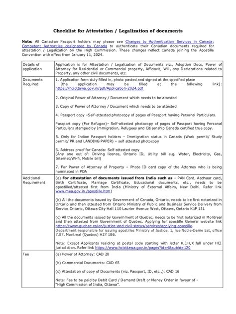 Fillable Online Checklist For Attestation Legalization Of Documents