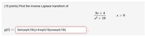 Solved Points Find The Inverse Laplace Transform Of Chegg