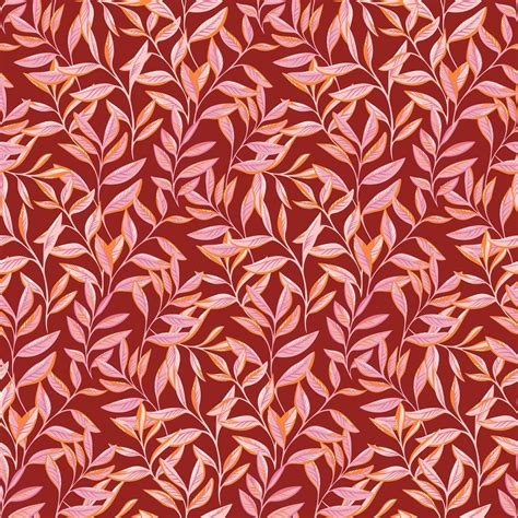 Ornate Artistic Leaf Stems Seamless Pattern Abstract Creative Garden