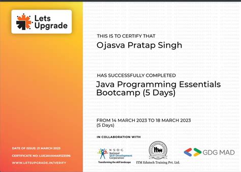 Ojasva Pratap Singh On Linkedin Letsupgrade Javabootcamp Learningandgrowing Javadeveloper