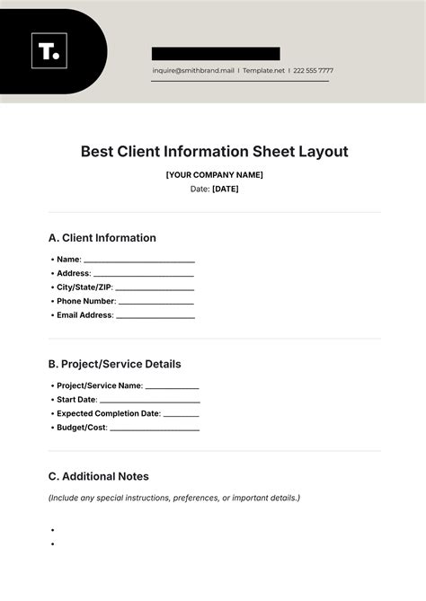 Free Client Information Summary Sheet Template To Edit Online