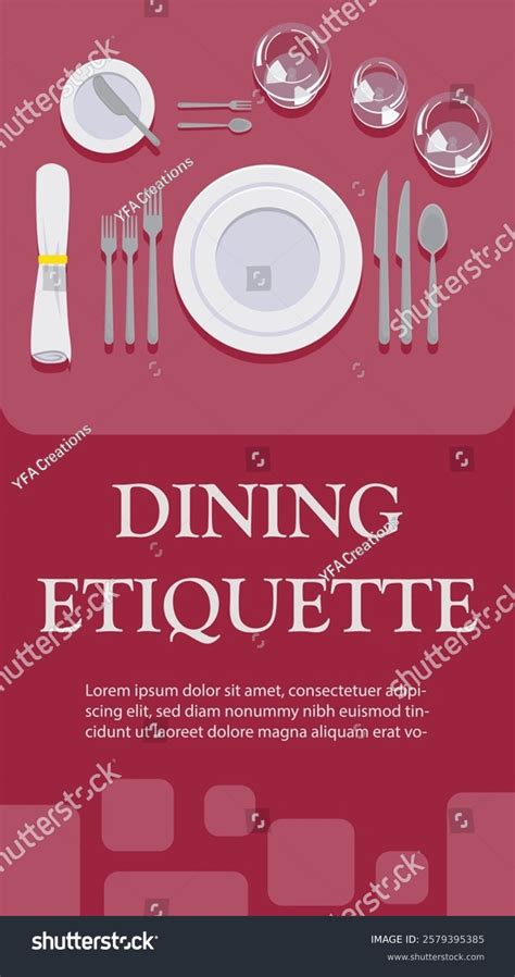 Dining Etiquette Class Vertical Template Formal Stock Vector Royalty
