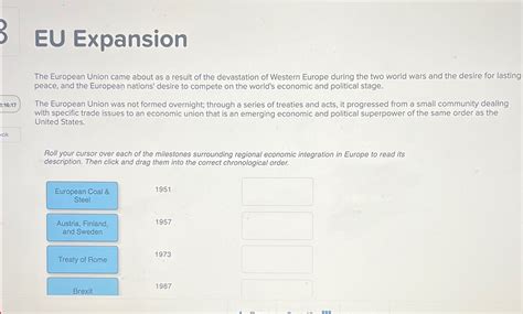Solved EU ExpansionThe European Union came about as a result | Chegg.com