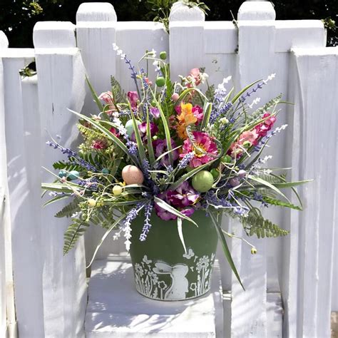 Spring Door Easter Bunny Tin Easter Door Tin Floral Wall Door Pocket Door Decor Wreaths