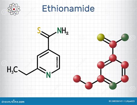 Ethionamide Molecule Structural Chemical Formula Ball And Stick Model