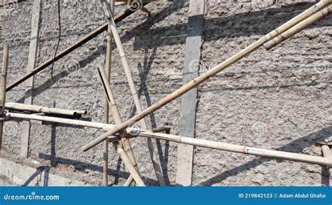 Scaffolding Made Of Bamboo Stock Image Image Of Wall 219842123