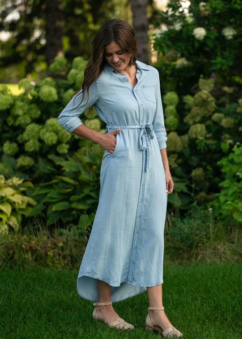 Inherit Co Hazel Chambray Long Sleeve Dress Womans World Shop