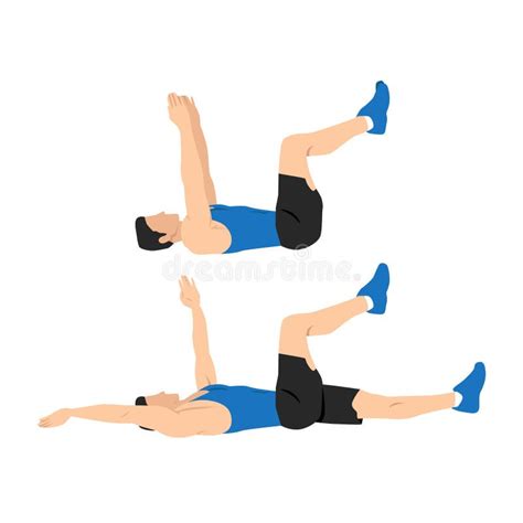 Man Doing Dead Bug Exercise Abdominals Exercise Stock Vector