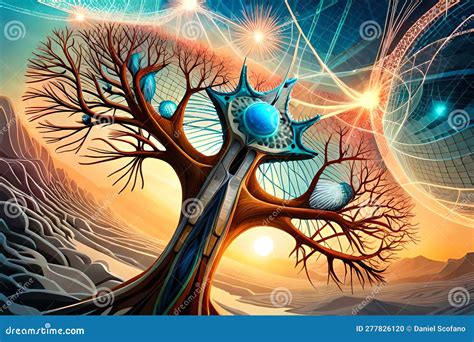 Neuron Cells On Abstract Background Neural Connections In The Human Brain Glowing Synapses In