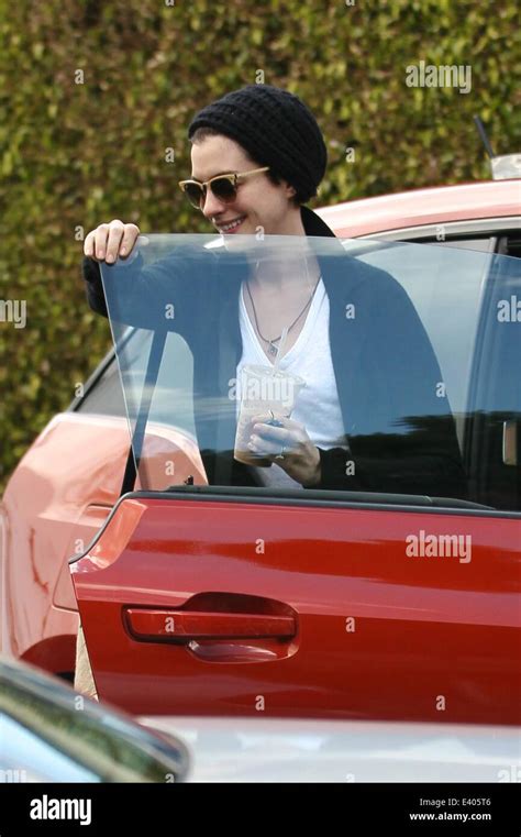 Anne Hathaway Getting Out Of Her New Bmw I3 Electric Car Featuring