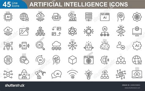 Artificial Intelligence Icons Set Ai Machine Stock Vector Royalty Free 2499259693 Shutterstock