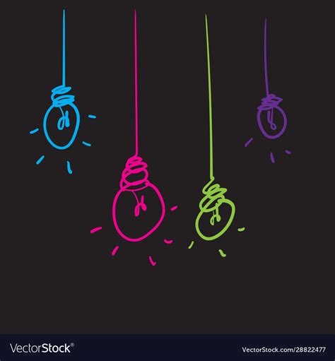 Hand Drawn Light Bulb Icons With Concept Idea Vector Image