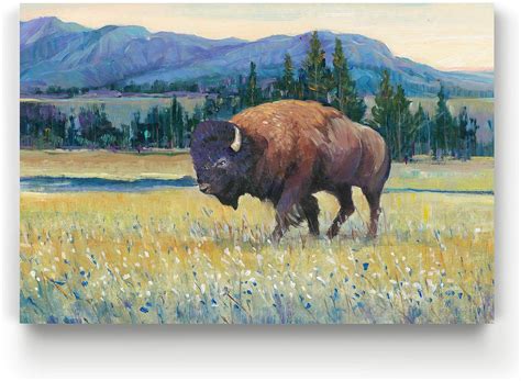Renditions Gallery Bison And Mountain Wall Art American