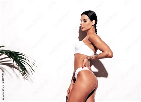 High Fashion Portrait Of Young Beautiful Sexy Woman In White Lingerie