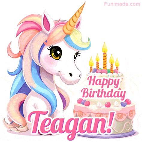 Birthday Ecard For Teagan With A Unicorn Download On