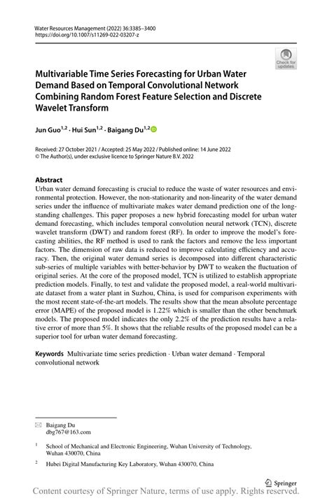 Multivariable Time Series Forecasting For Urban Water Demand Based On Temporal Convolutional