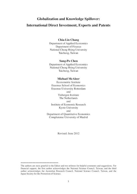 (PDF) Knowledge Spillover and Globalization - UCM · The positive spillover effects refer to the ...