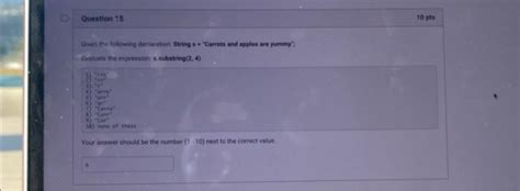 solved question 15 given the following declaration string