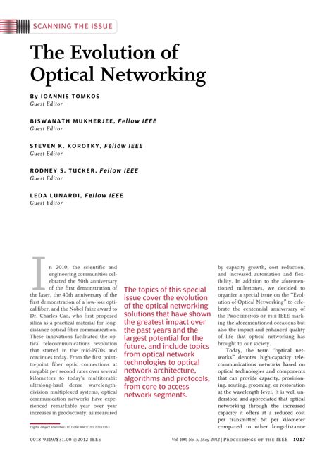 Pdf The Evolution Of Optical Networking