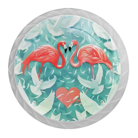 4 Pack Pattern Cabinet Knobs Flamingo And Doves Cabinet Pull Handle Kitchen Door Knobs Dresser