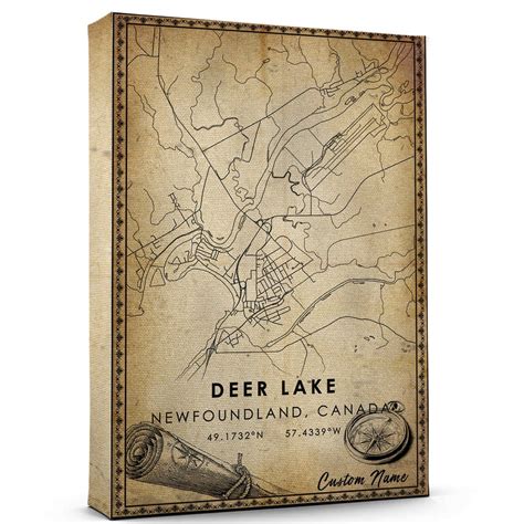Deer Lake Map Poster Newfoundland Map Art Poster Canvas Deer Lake Map City Vintage Poster