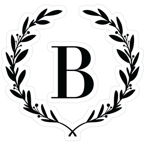 Letter B Laurel Wreath Monogram B Initial B Laurel Frame With Letter