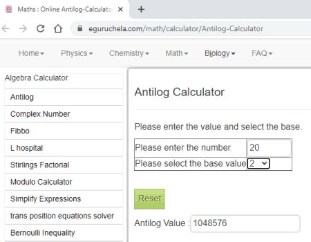 Best Free Websites With Antilog Calculator Online