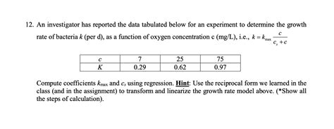 solved 12 an investigator has reported the data tabulated