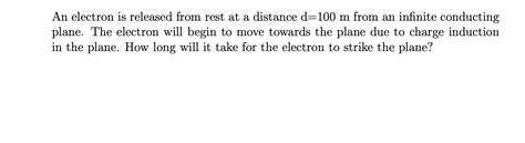 Solved An Electron Is Released From Rest At A Distance D 100