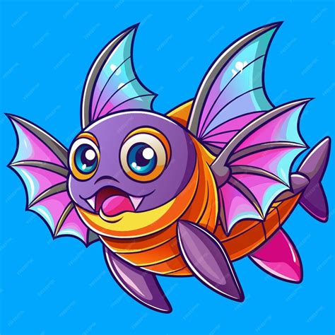 Cute Hand Drawn Animal Batfish Cartoon Vector Illustration Vector