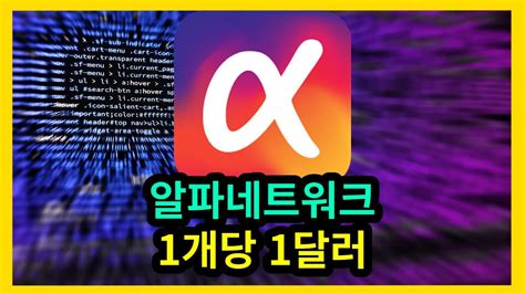 알파네트워크 1개당 1달러 Youtube