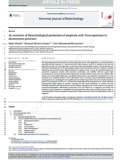 Pdf An Overview Of Biotechnological Production Of Propionic Acid
