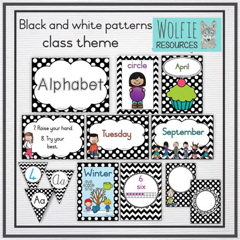 Class Theme Black And White Patterns • Teacha