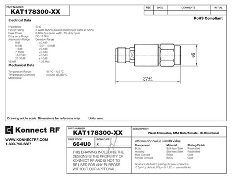 Fixed Attenuator Sma Malefemale Pss 50 Ohm Dc 18 Ghz 2 Watts 3