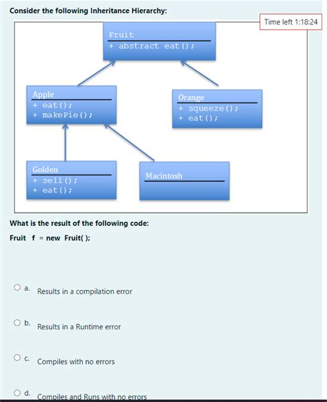 solved consider the following inheritance hierarchy time