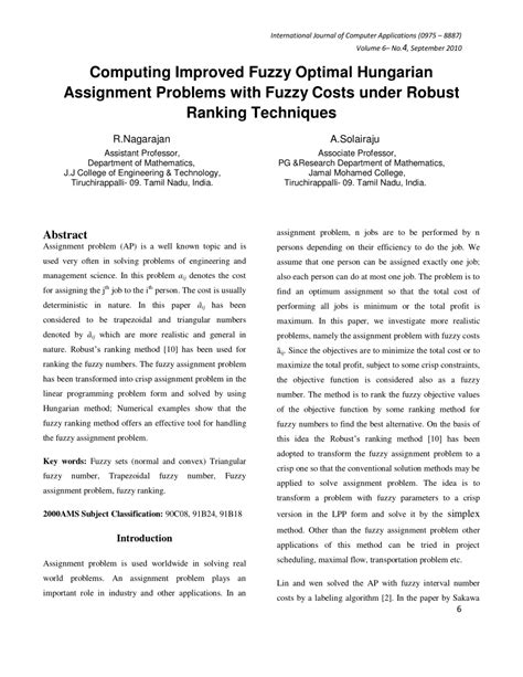 Pdf Computing Improved Fuzzy Optimal Hungarian Assignment Problems