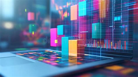 Digital Data Visualization With Colorful Points And Graphs Display Stock Illustration