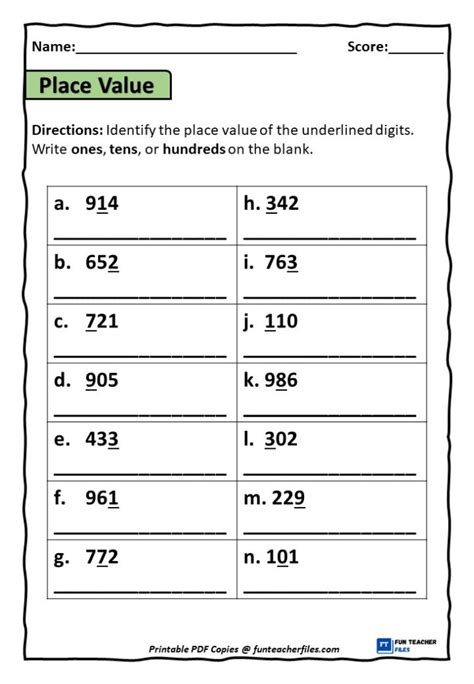 Second Grade Place Value Worksheets Printable