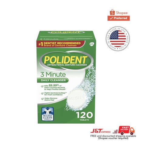 Polident 3 Minute Antibacterial Denture Cleanser 6 Tablets Per Pack