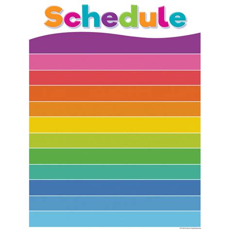 Colorful Schedule Write Onwipe Off Chart The Fun Company